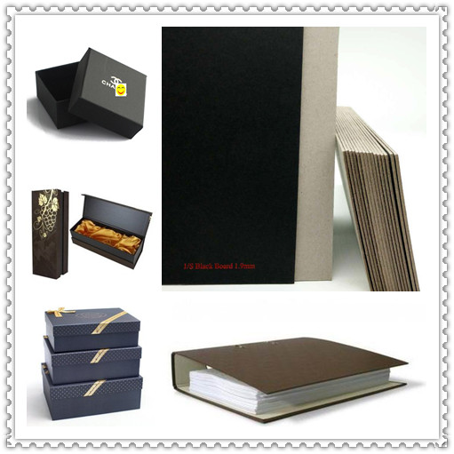 1.9mm Laminated Black Paperboard , Grey Back High Thickness Black Board
